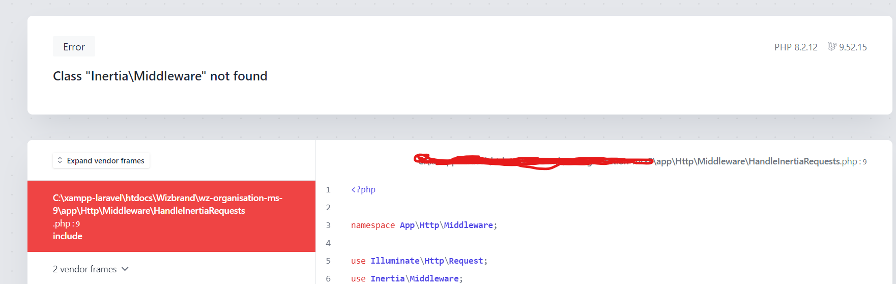 Class "Inertia\Middleware" not found - DevSecOps Now!!!