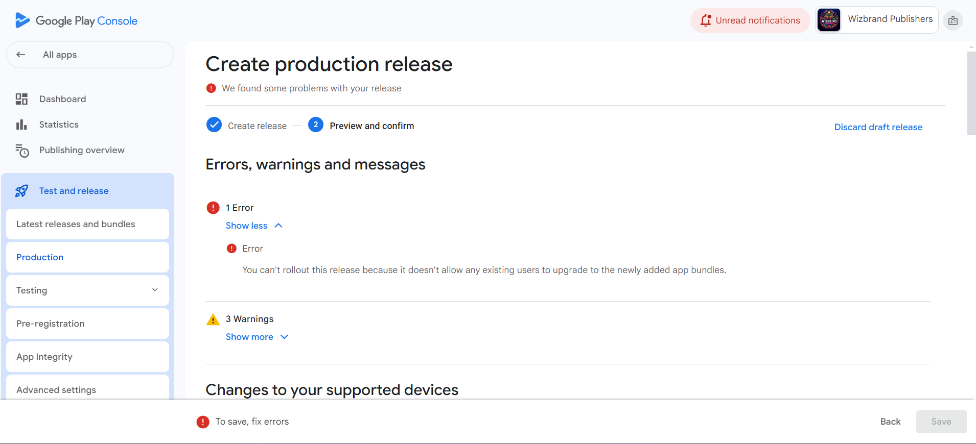 Fixing “You can’t rollout this release because it doesn’t allow any existing users to upgrade to ...